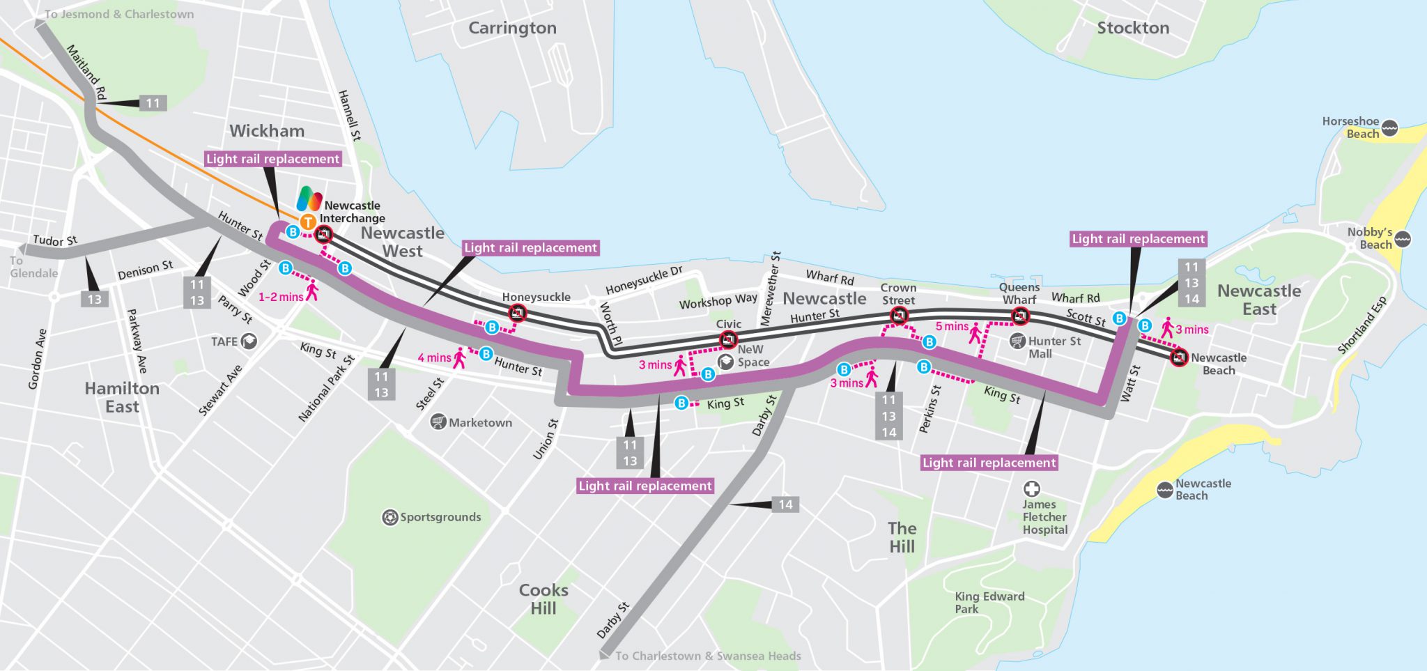 Buses to replace light rail services on 23 February - Newcastle Transport